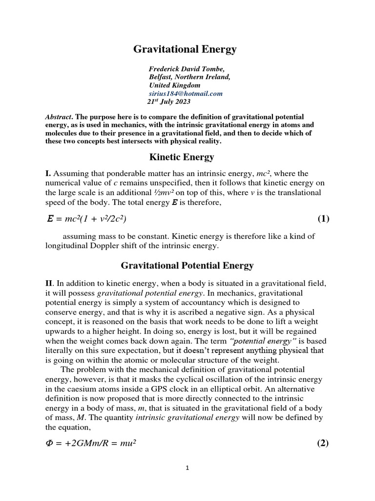Gravitational Energy | PDF | Potential Energy | Gravity