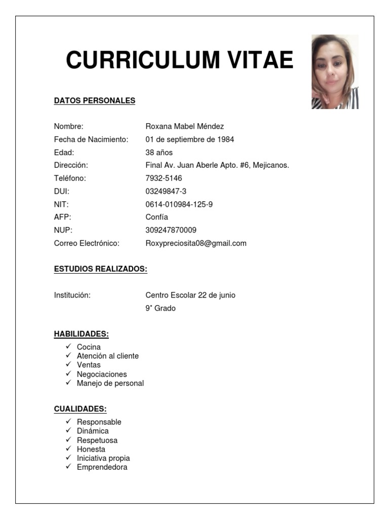 Curriculum Vitae Roxana Mabel Mendez | PDF