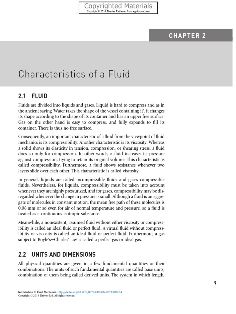 Characteristics of A Fluid | PDF | Fluid | Gases