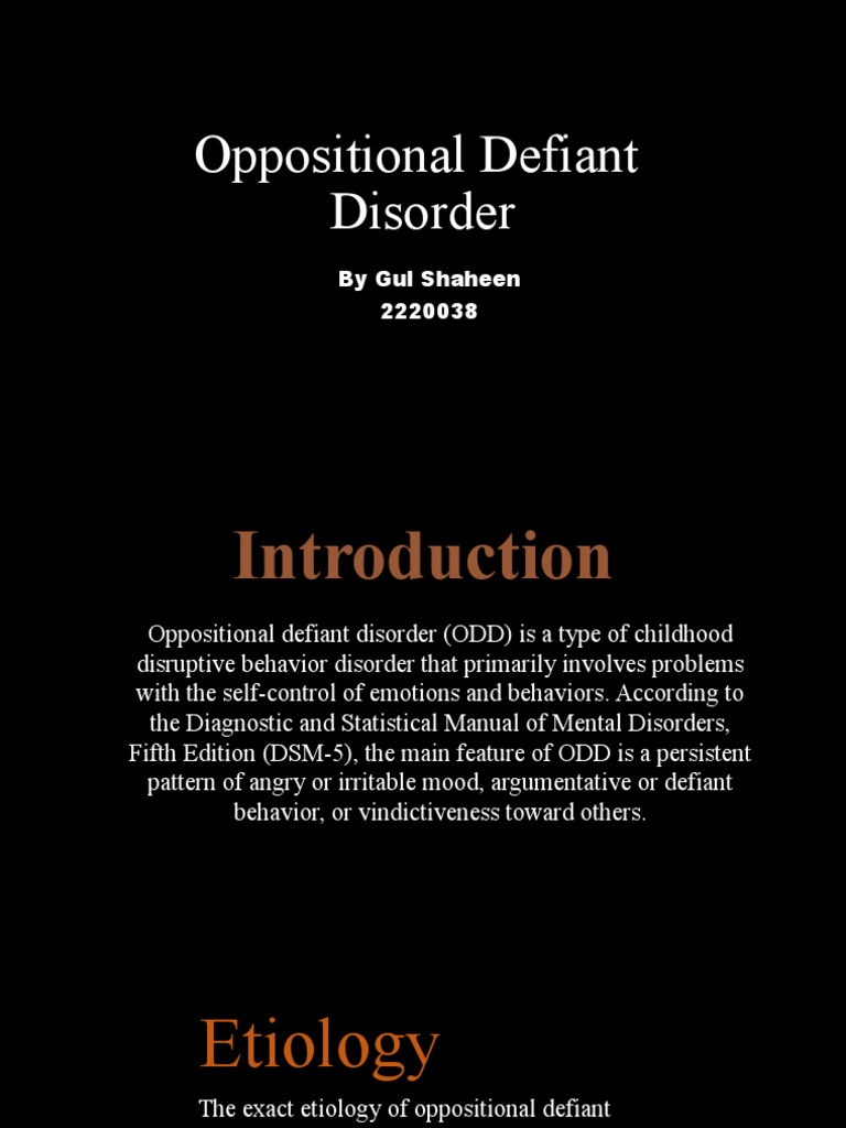 Oppositional Defiant Disorder | PDF | Mental Disorder | Mood Disorders