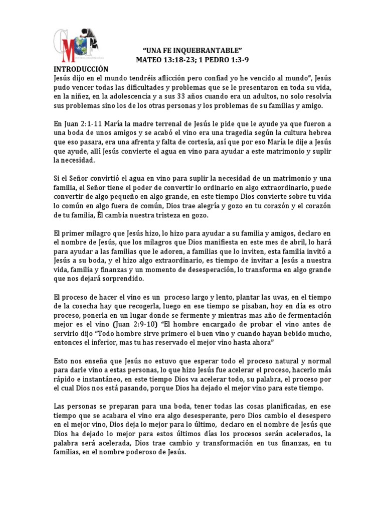 Una Fe Inquebrantable | PDF | Vino | Cristo (título)