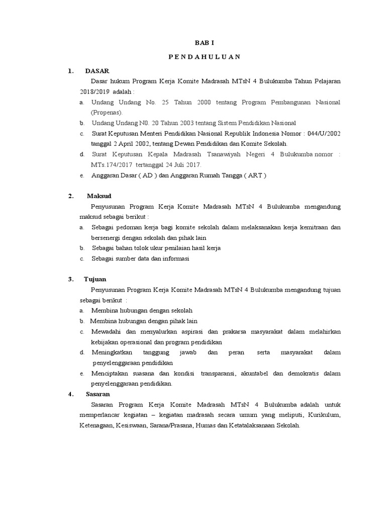 Contoh Program Komite Sekolah 2017-2018 | PDF