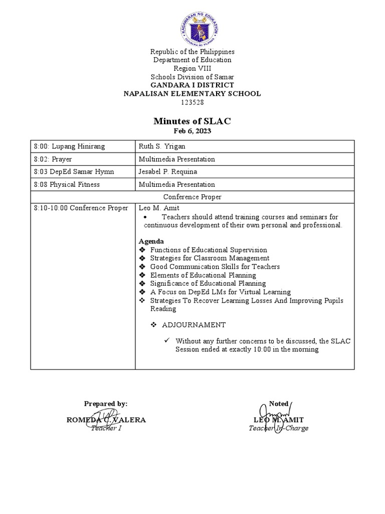 Minutes of Slac February 6 2023 | PDF