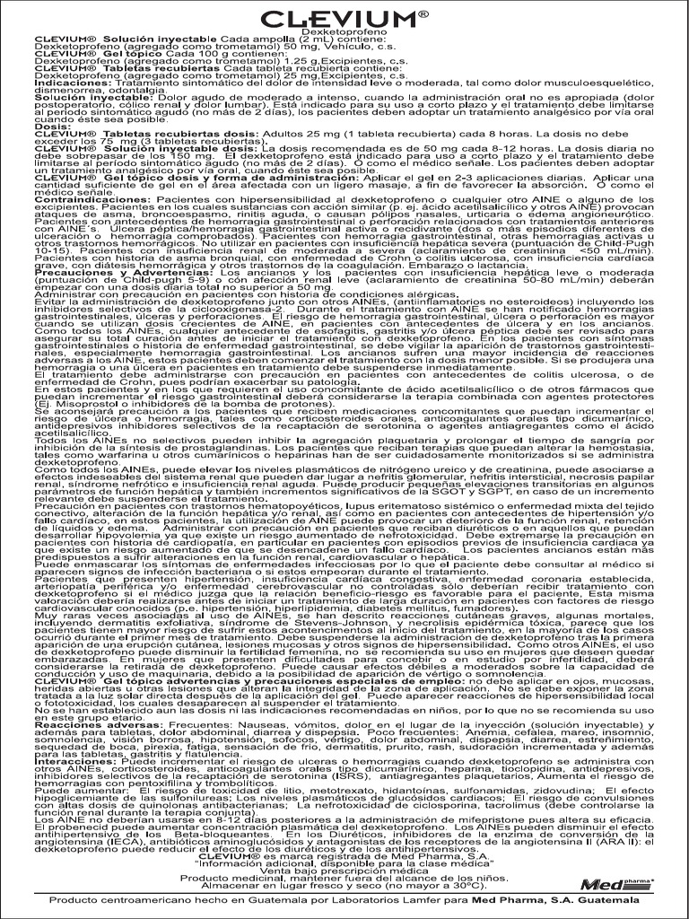 Clevium Inyectable Gel Tableta | PDF