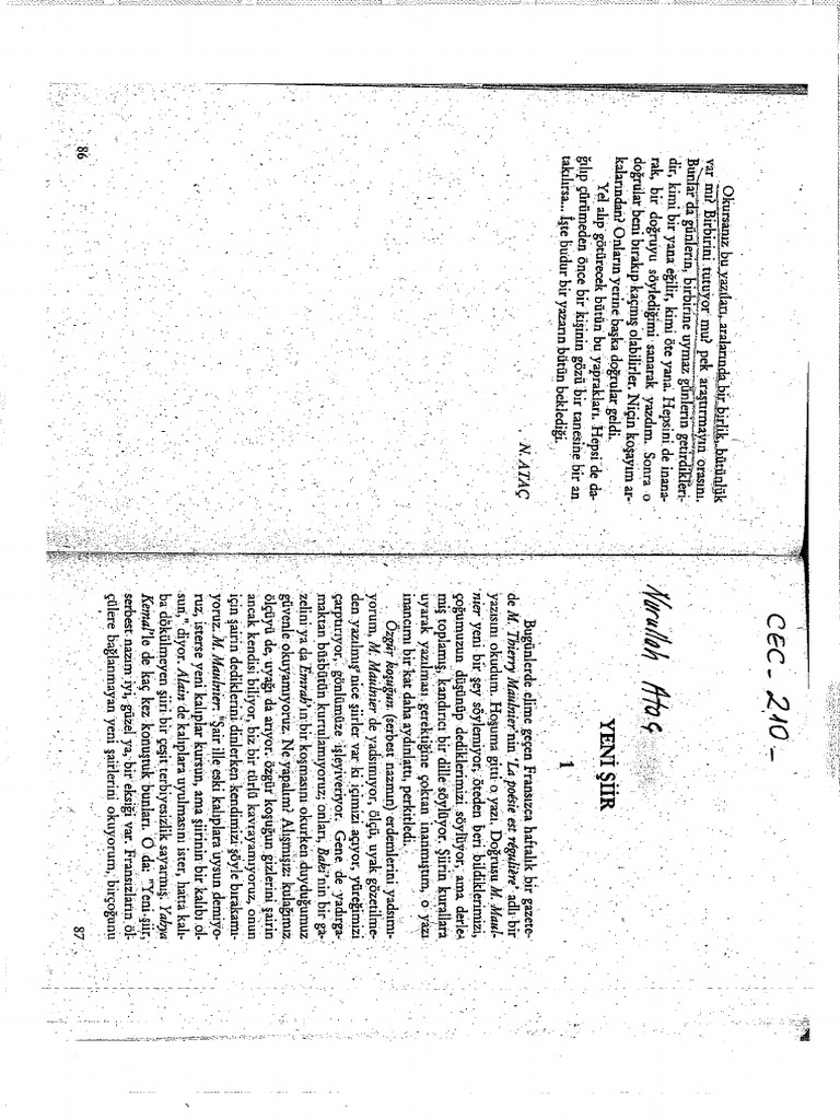 Nurullah Ataç-Yeni Şiir | PDF