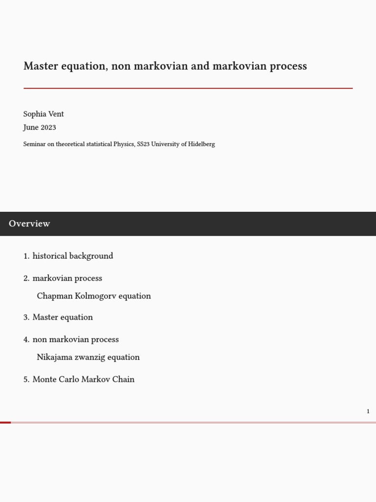 Seminar Talk Statistics-Final | PDF | Markov Chain | Applied Mathematics