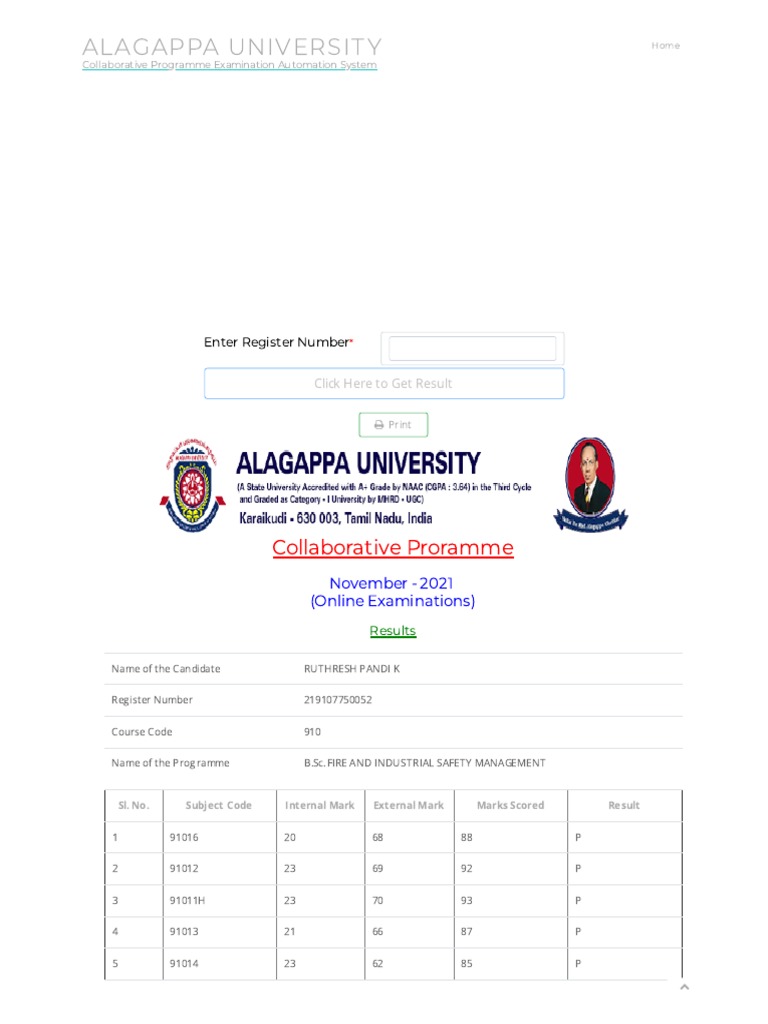 Alagappa University - Collaborative Programme Examination Automation ...