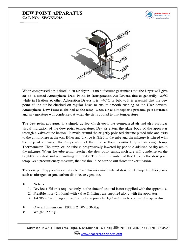 Dew Point Apparatus Guide | PDF