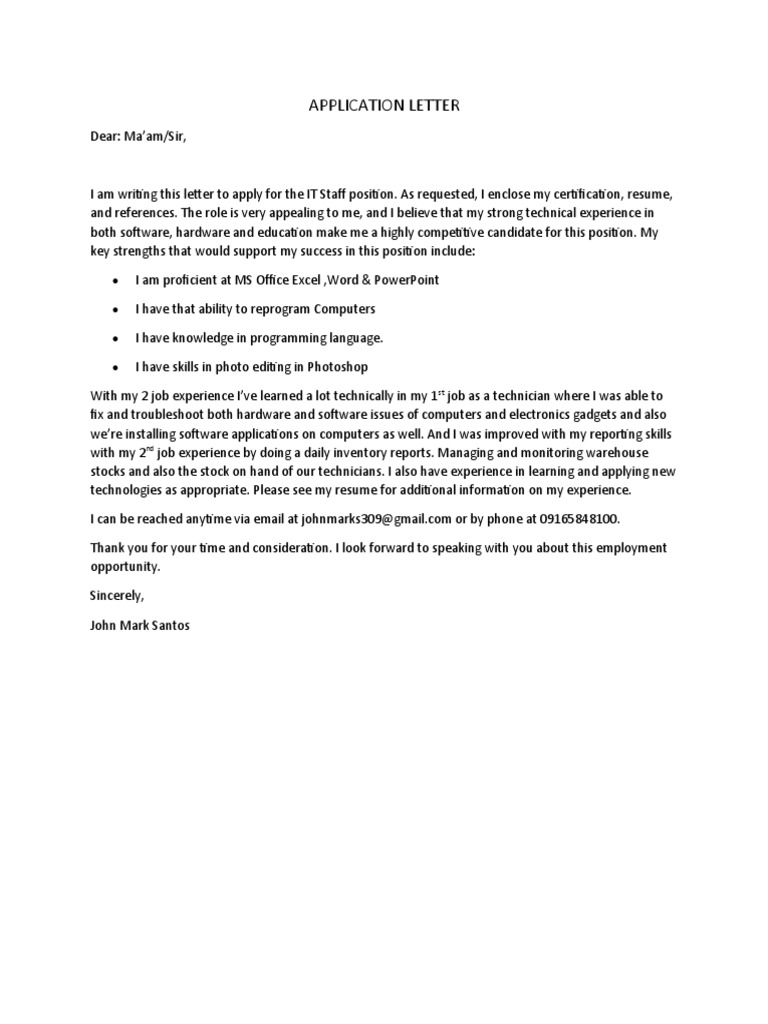 Application Letter | PDF