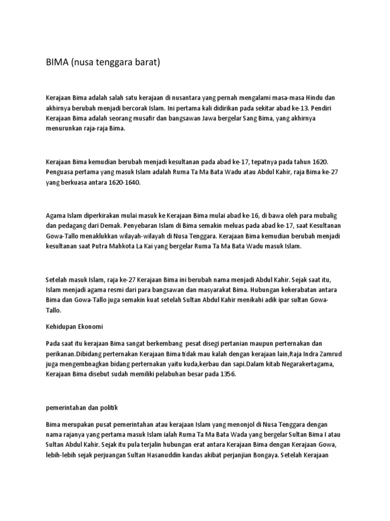 Kerajaan BIMA | PDF