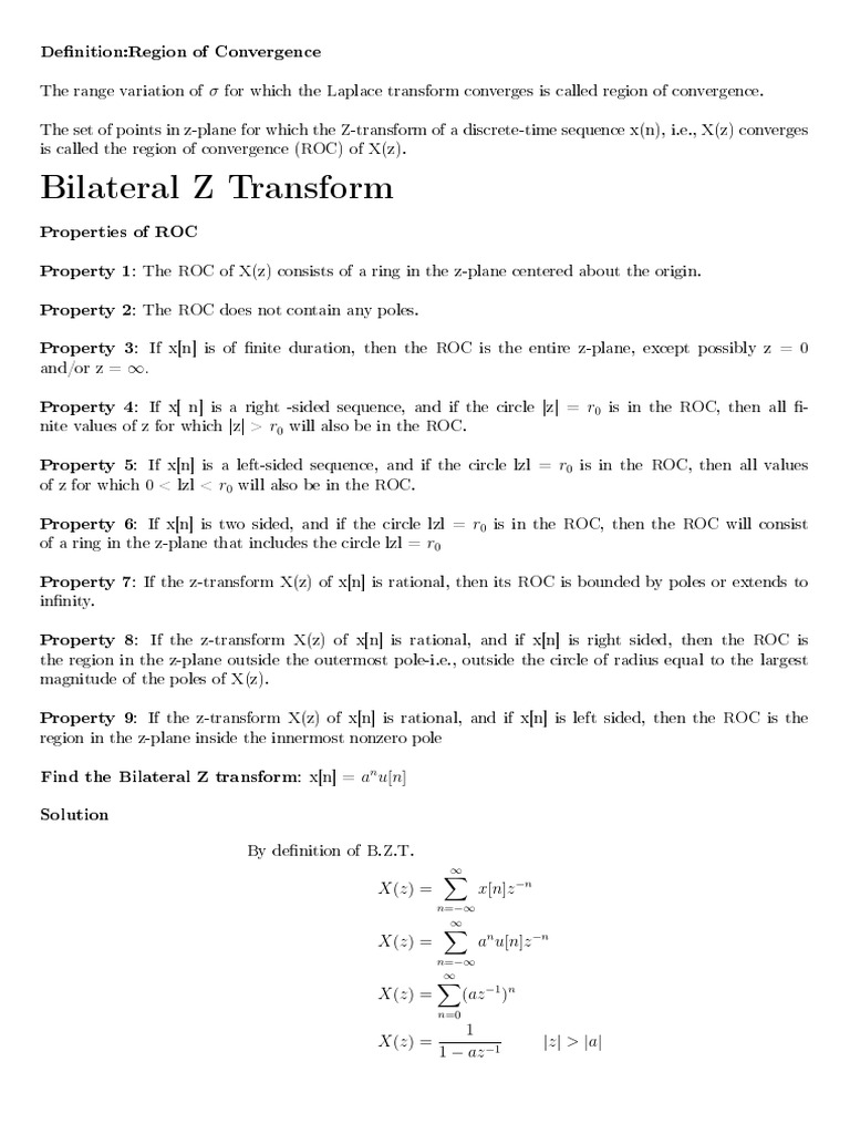 Bilateral Z Transform | Download Free PDF | Measure Theory | Calculus