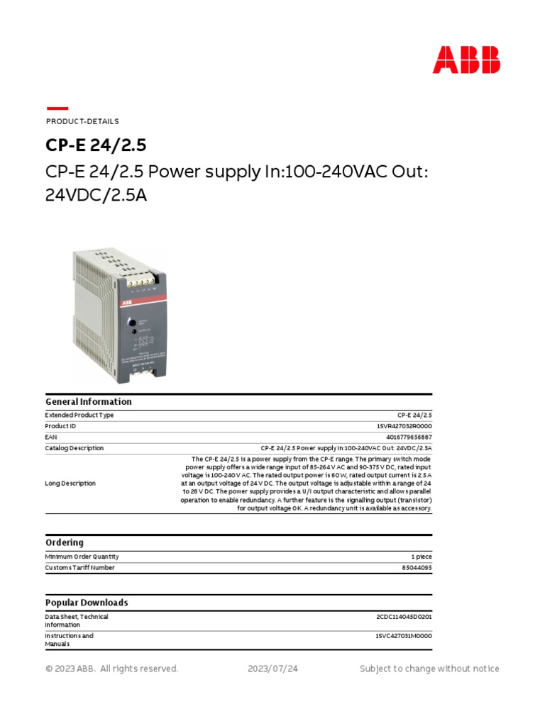 1SVR427032R0000 CP e 24 2 5 | PDF | Power Supply | Electromagnetic Compatibility