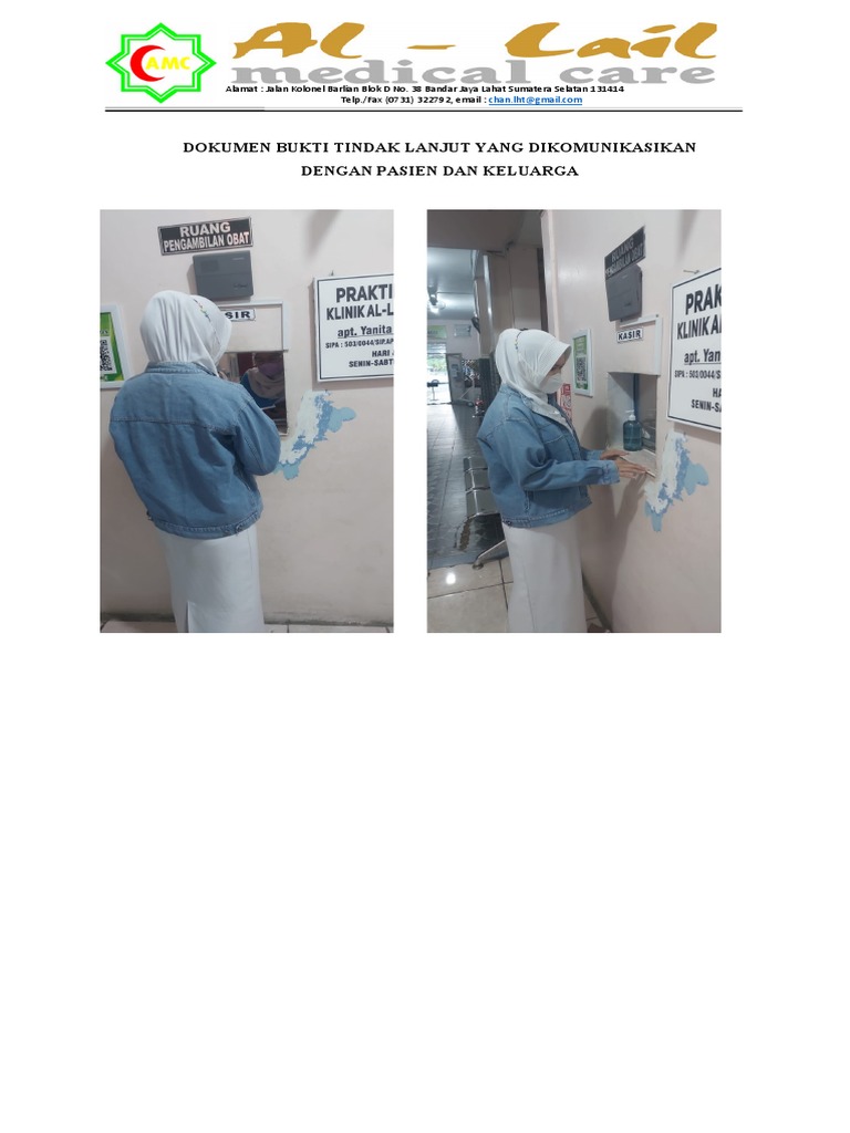 Dokumen Bukti Tindak Lanjut Keluhan Yang Dikomunikasikan Oleh Pasien ...