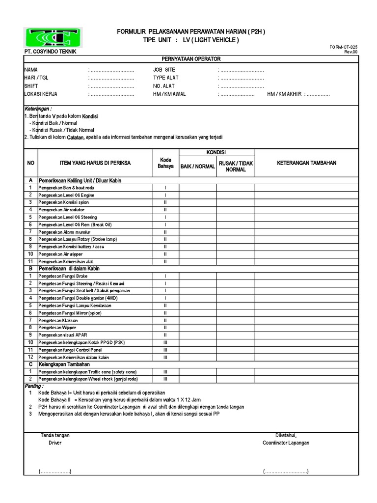 Form CT 025 - p2h Unit LV | PDF