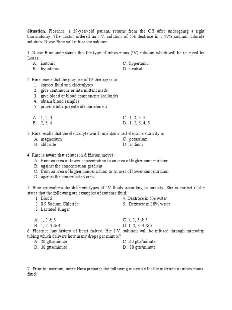 Exam On IV Therapy | PDF | Intravenous Therapy | Clinical Medicine