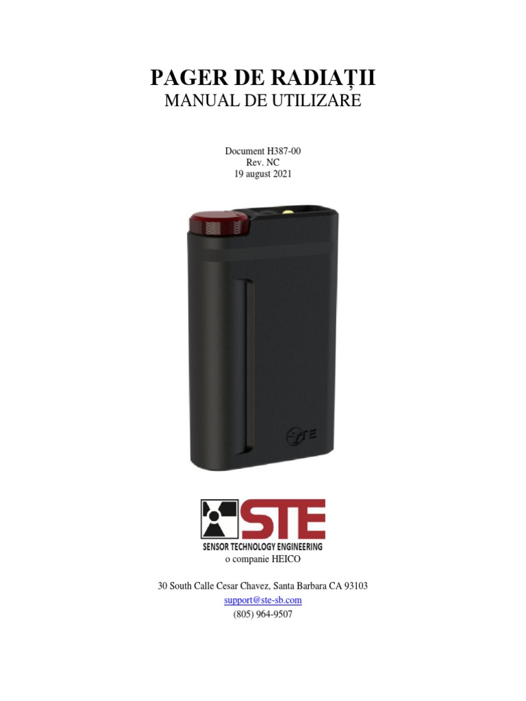 Radiation Pager Users Manual - Ro | PDF