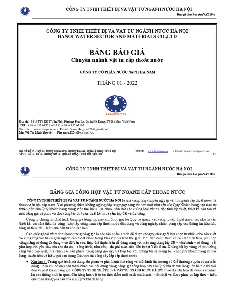 BGTH - Hanpico (t1.2022) - CN Hà Nam | PDF
