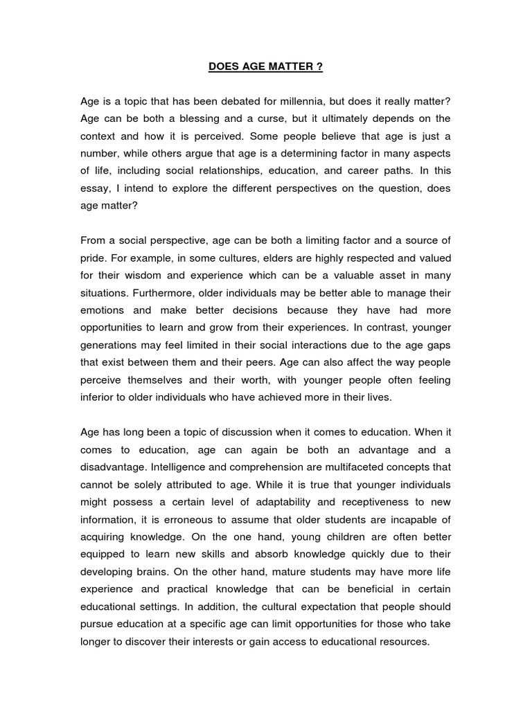 Does Age Matter | PDF | Ageism | Experience