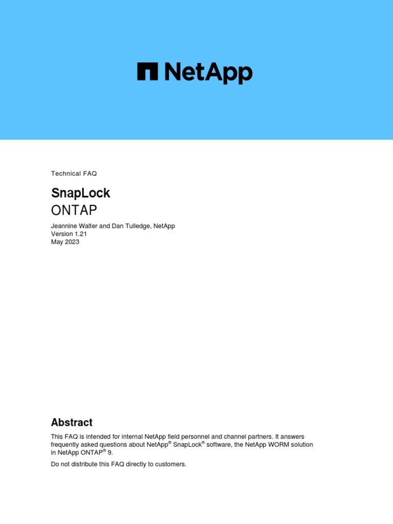 SnapLock ONTAP Technical FAQ | PDF | Computer File | Computer Engineering