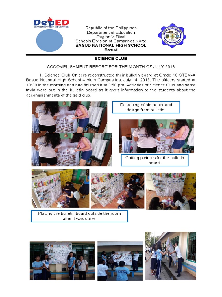 Accomplishment Report Science Club | PDF | Government | Public ...