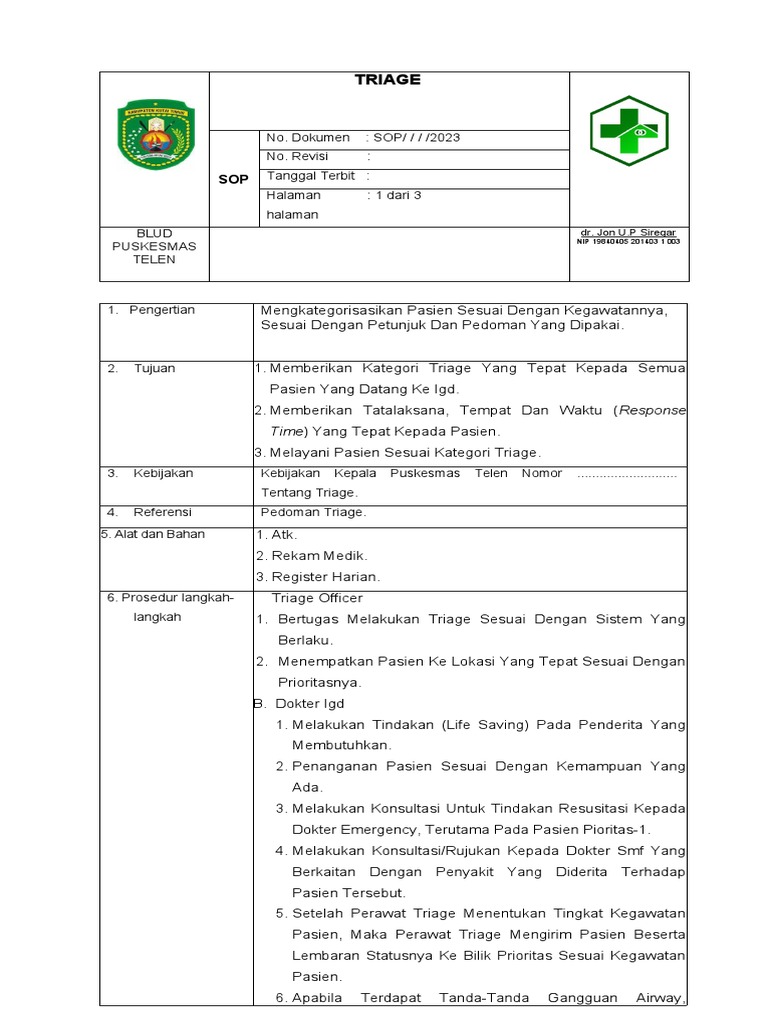 SOP Triage | PDF