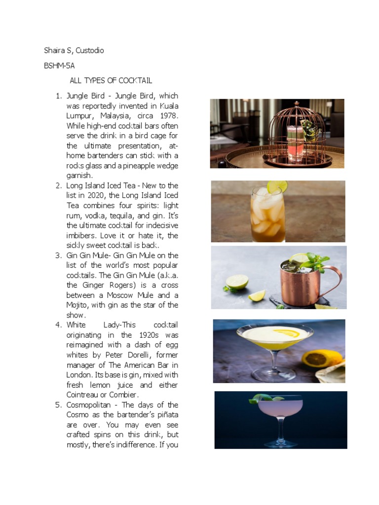 All Types of Cocktail | PDF | Martini (Cocktail) | Cocktails