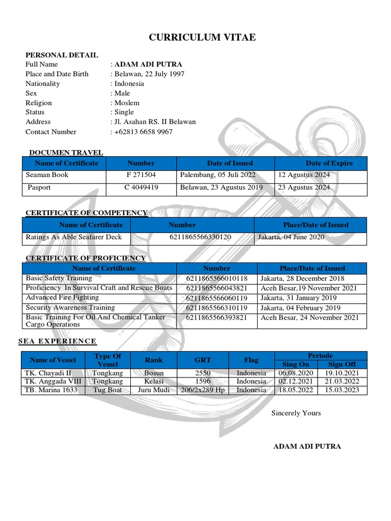 Curriculum Vitae Adam Adi Putra | PDF