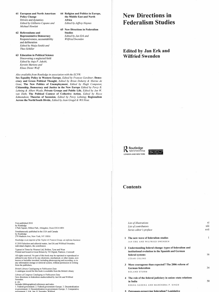 New Directions in Federalism Studies (2010) | PDF | Decentralization ...