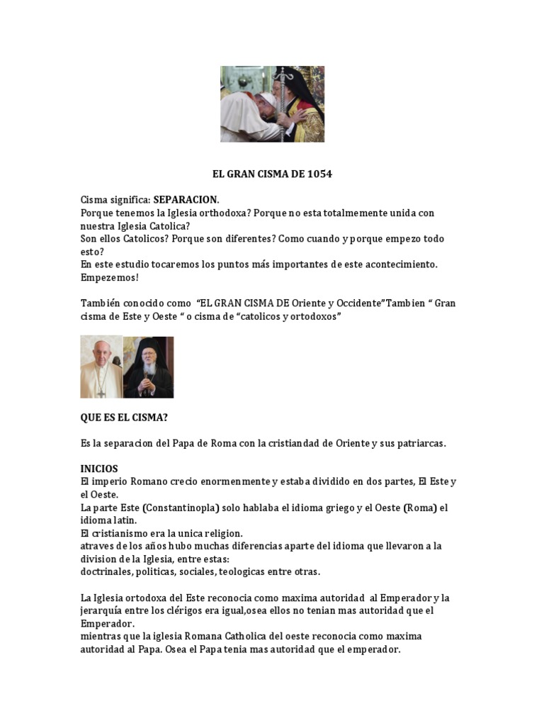 El Gran Cisma de 1054 | Descargar gratis PDF | Iglesia Católica | Papa