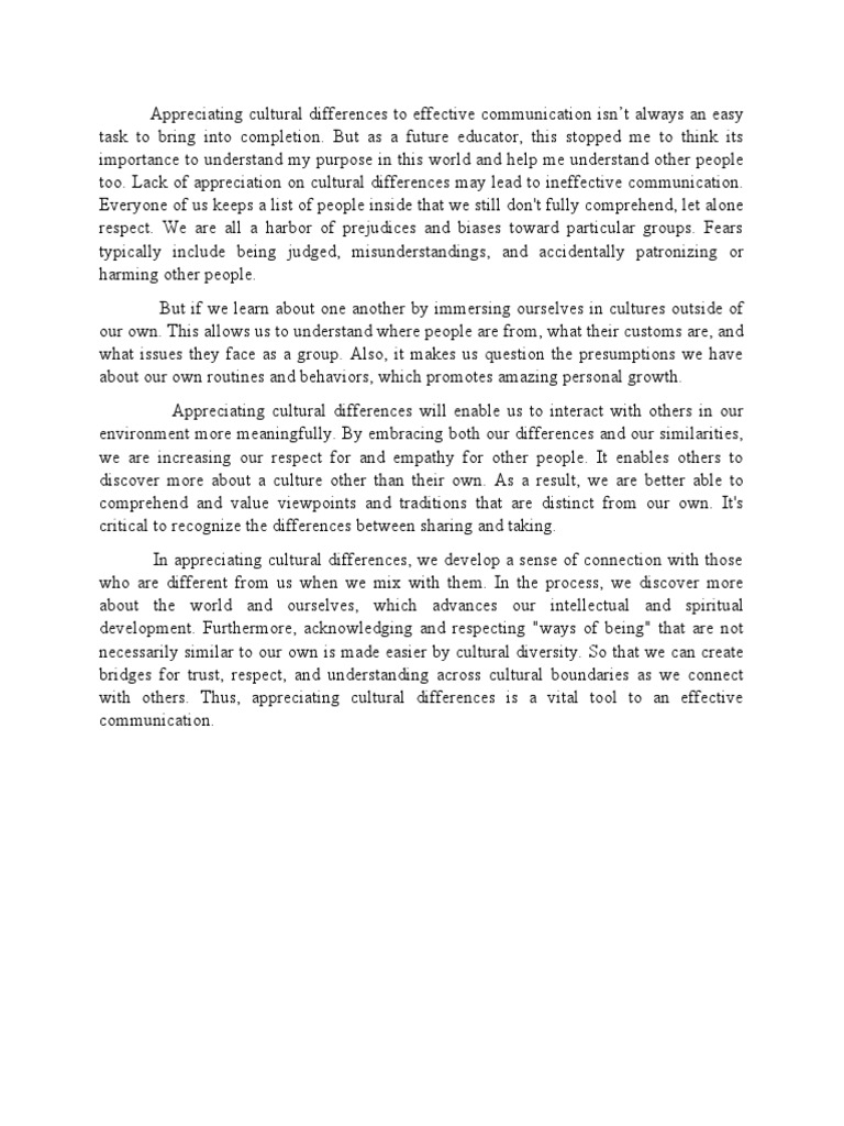 Appreciating Cultural Differences in Communication | PDF