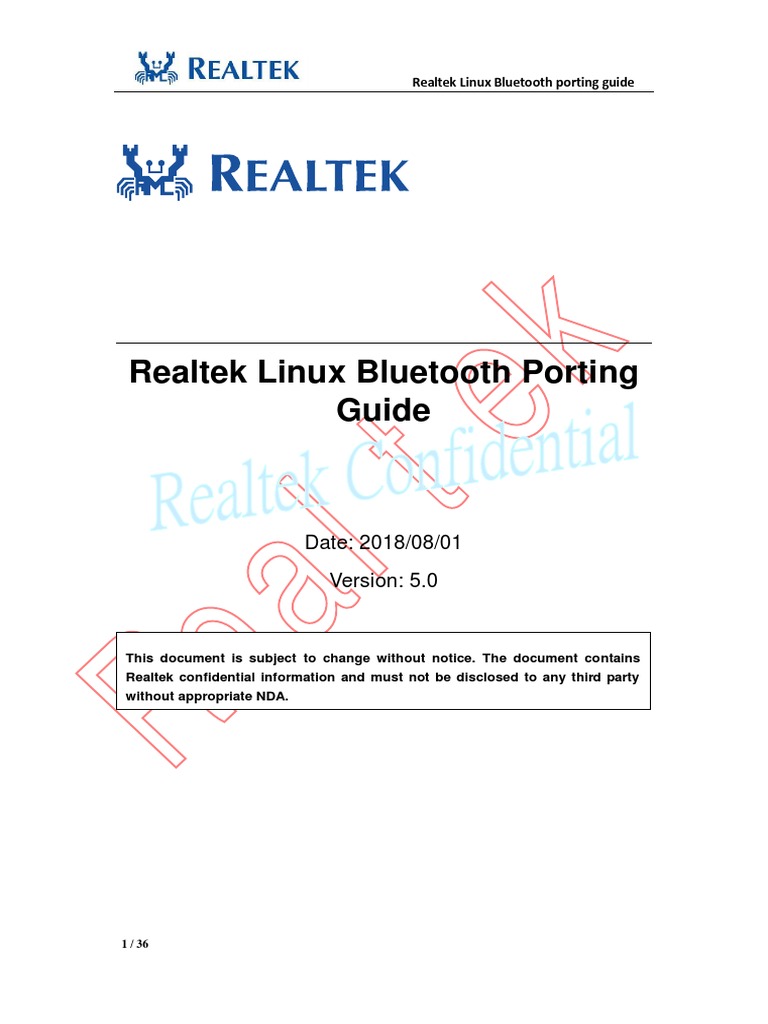 Realtek Linux Bluetooth Porting Guide English | PDF | Device Driver | Bluetooth