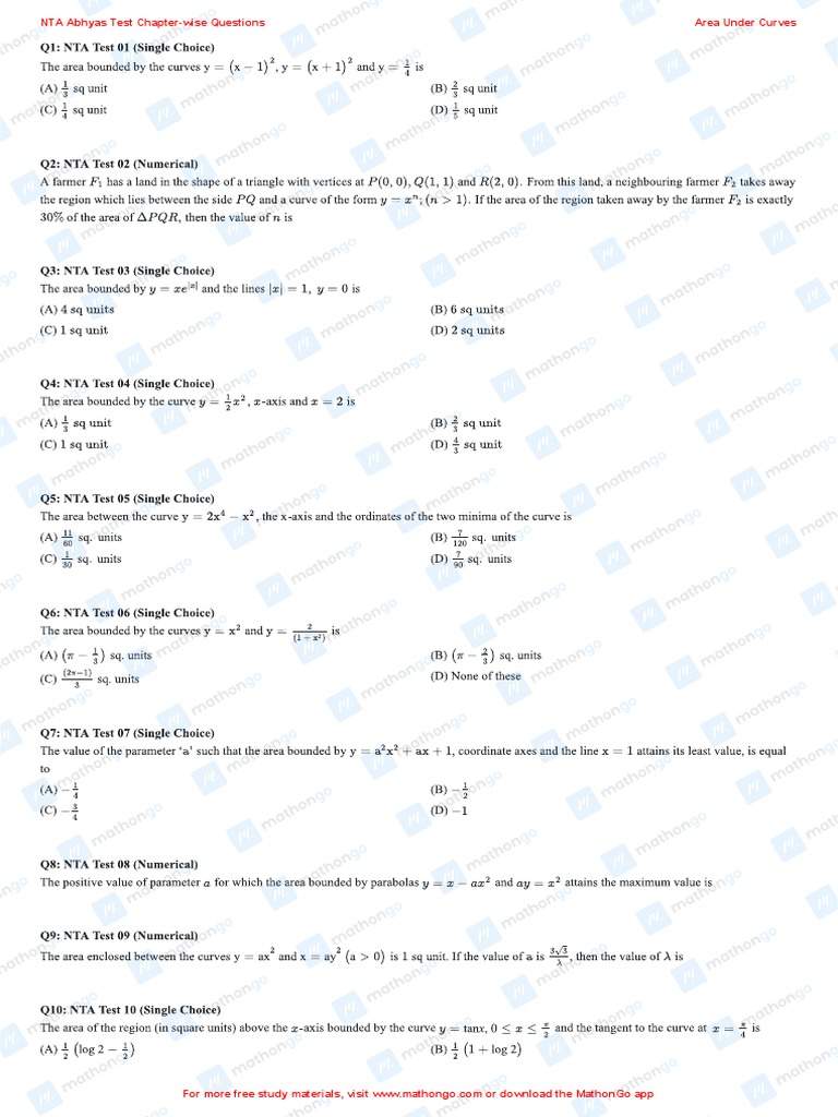 27 Area Under Curves | PDF