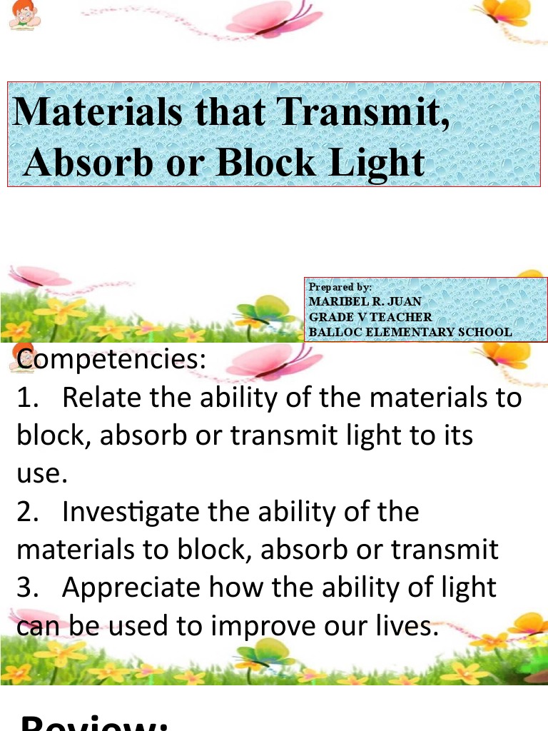 Q3 Sci That Transmit, Absorb or Block Light | PDF