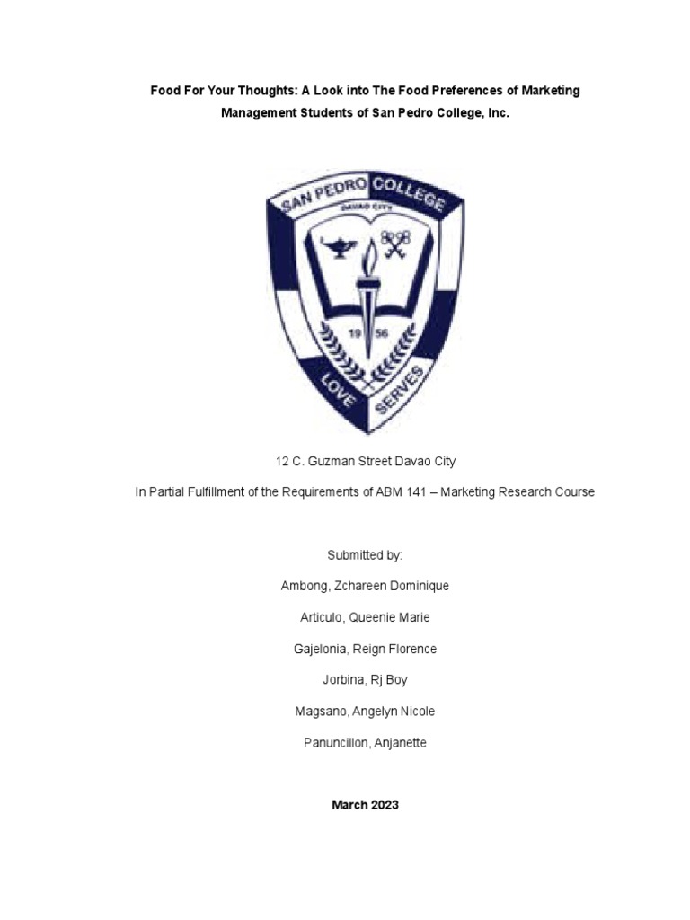 Food Preferences of San Pedro College Students | PDF | Focus Group ...