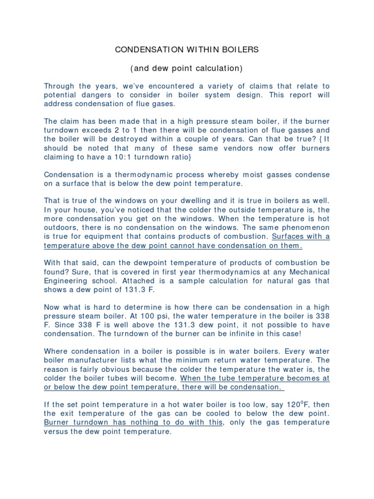 Sample Dew Point Calculation | PDF | Boiler | Chimney