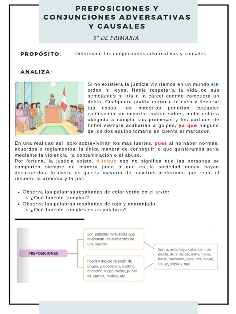 5 Comunicación Preposiciones Y Conjunciones Tema 51 Pdf