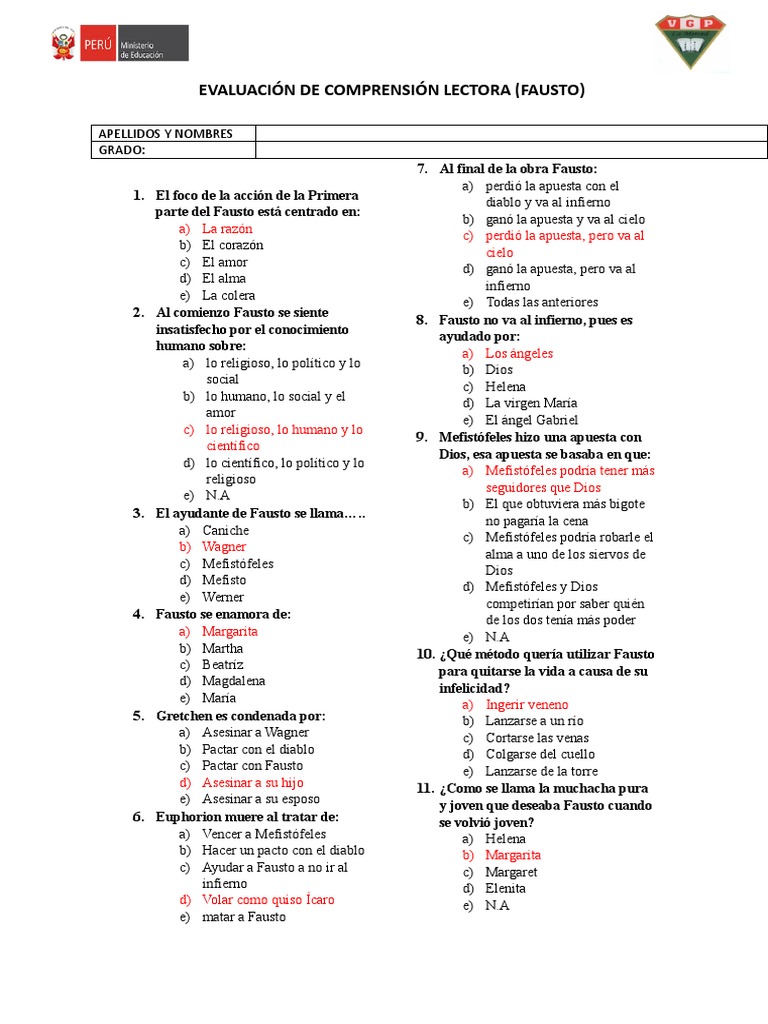 Examen FAUSTO RESOLUCION | PDF | Fausto | Fausto de Goethe