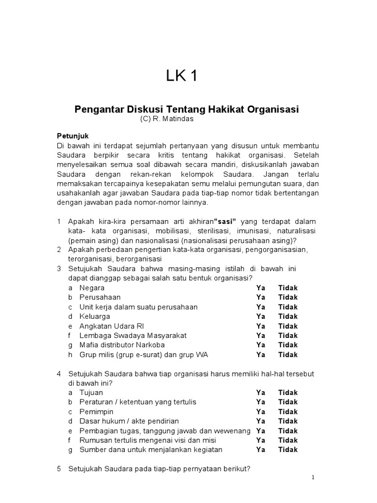 Lembar Kerja 1-HKO | PDF