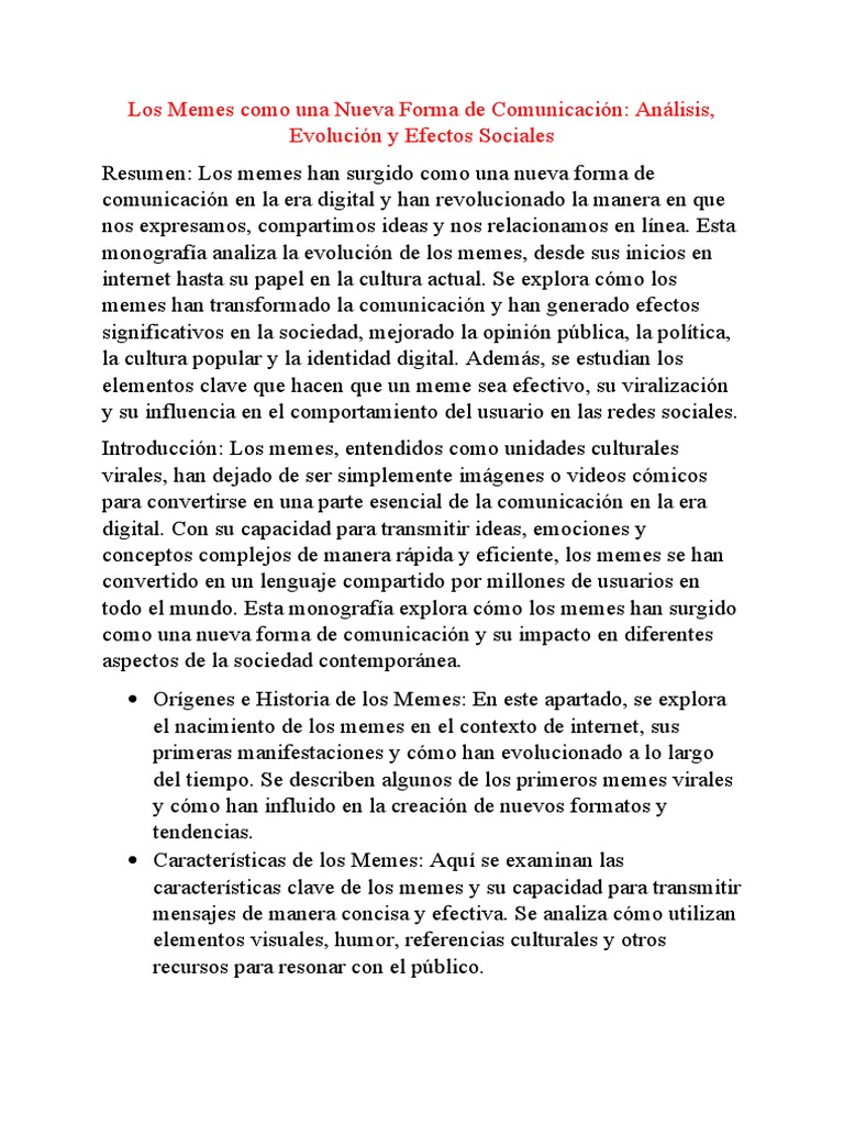 Los Memes Como Una Nueva Forma de Comunicación Análisis | PDF | Comunicación | Comunicación humana