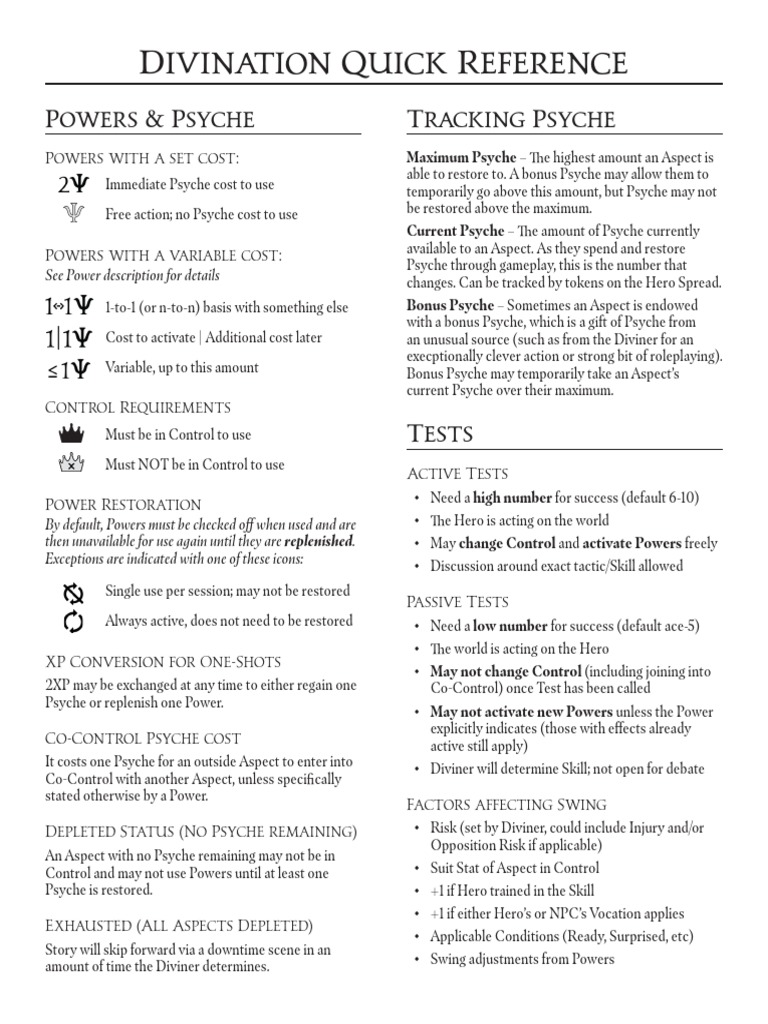 Divination Quick Reference | PDF