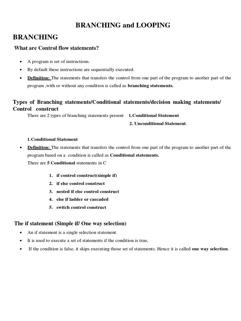 Branching and Looping | PDF | Control Flow | Computer Engineering