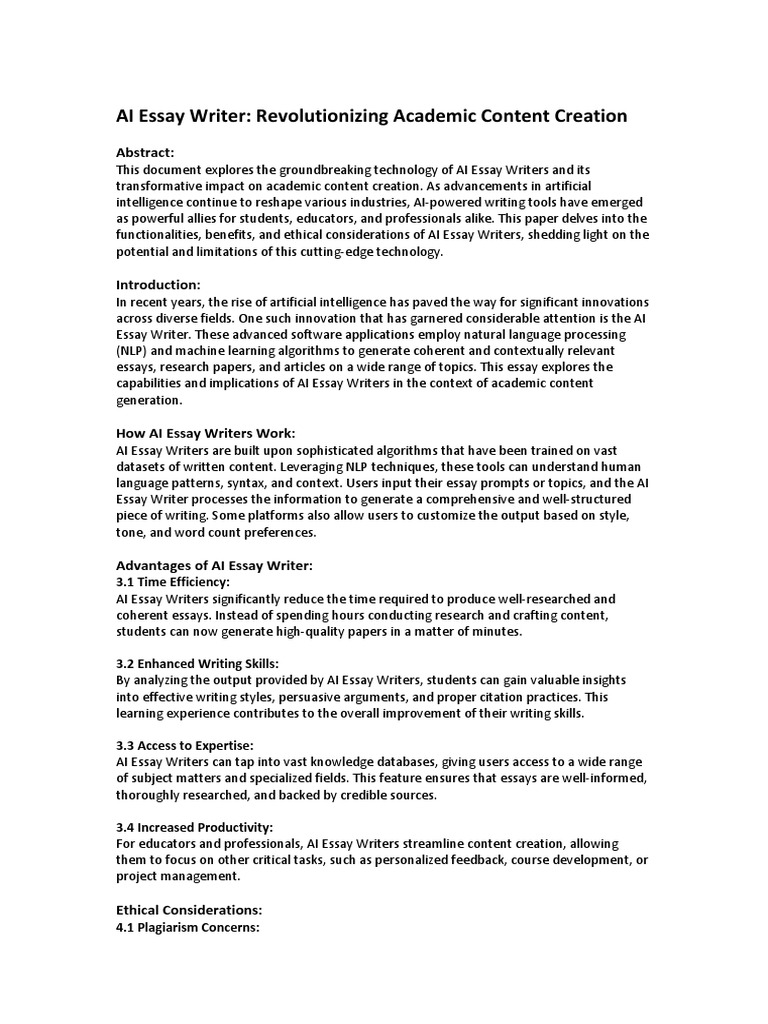 Top Best AI Essay Writer Tool | PDF | Artificial Intelligence ...