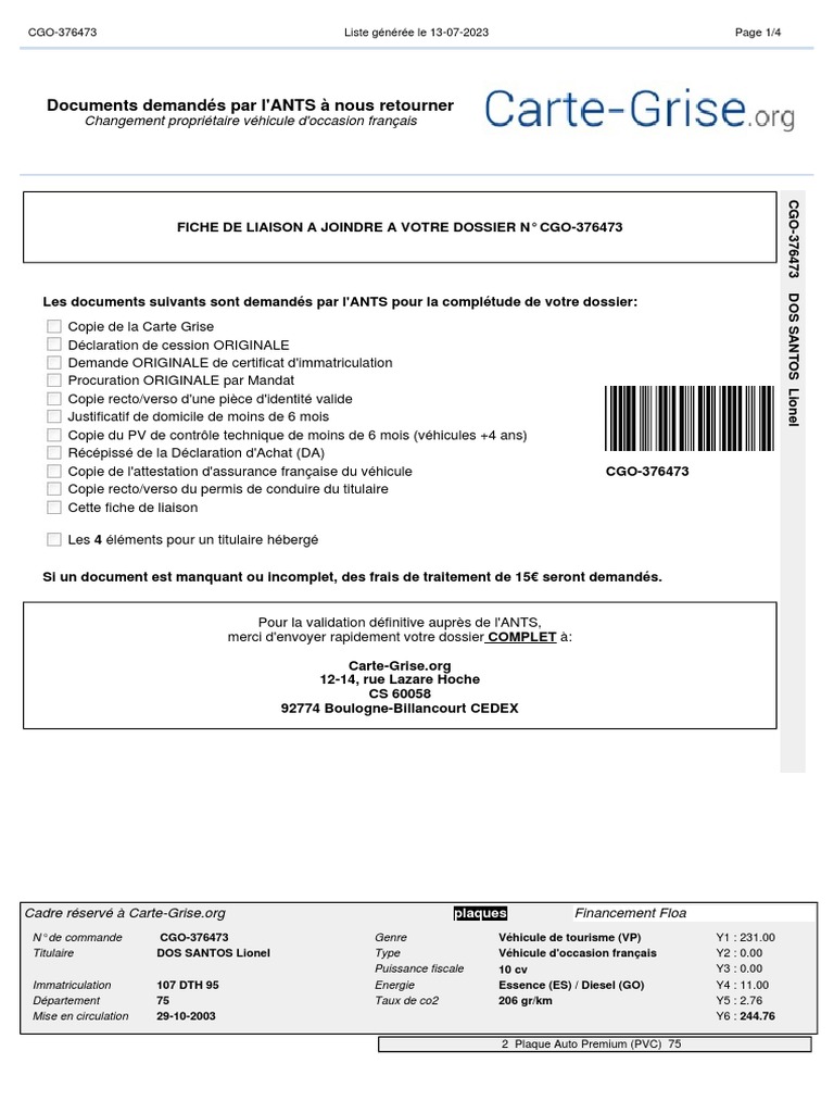 Cerfa 13757 Immatriculation D'un Véhicule : Guide Pratique Pour Carte