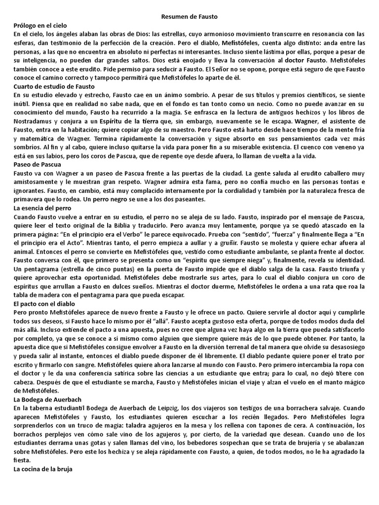 Resumen de Fausto | PDF | Fausto
