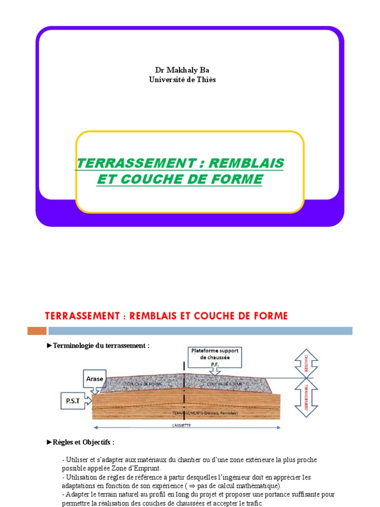Remblais et Couches de Forme en Terrassement | PDF | Chaux | Matériaux