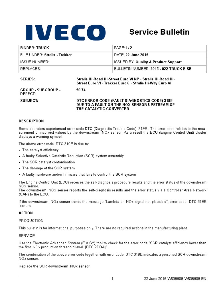 2015 - 022 Truck e SB - DTC Error Code (Fault Diagnostics Code) 319e ...
