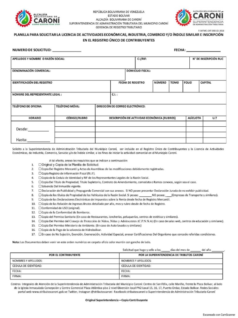 1-Planilla Solicitud Actividad Economica Actualizada | PDF