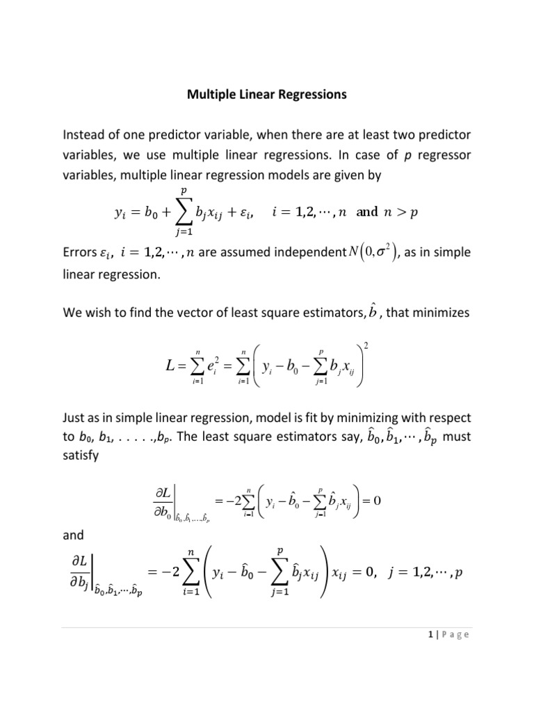 4 - Multiple Linear Regressions | PDF | Coefficient Of Determination | Ordinary Least Squares