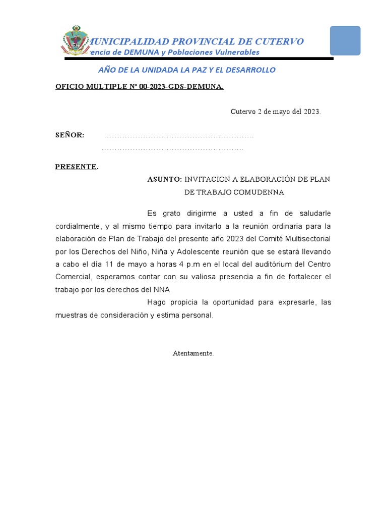 Oficio Multiple #001 Profesor | PDF