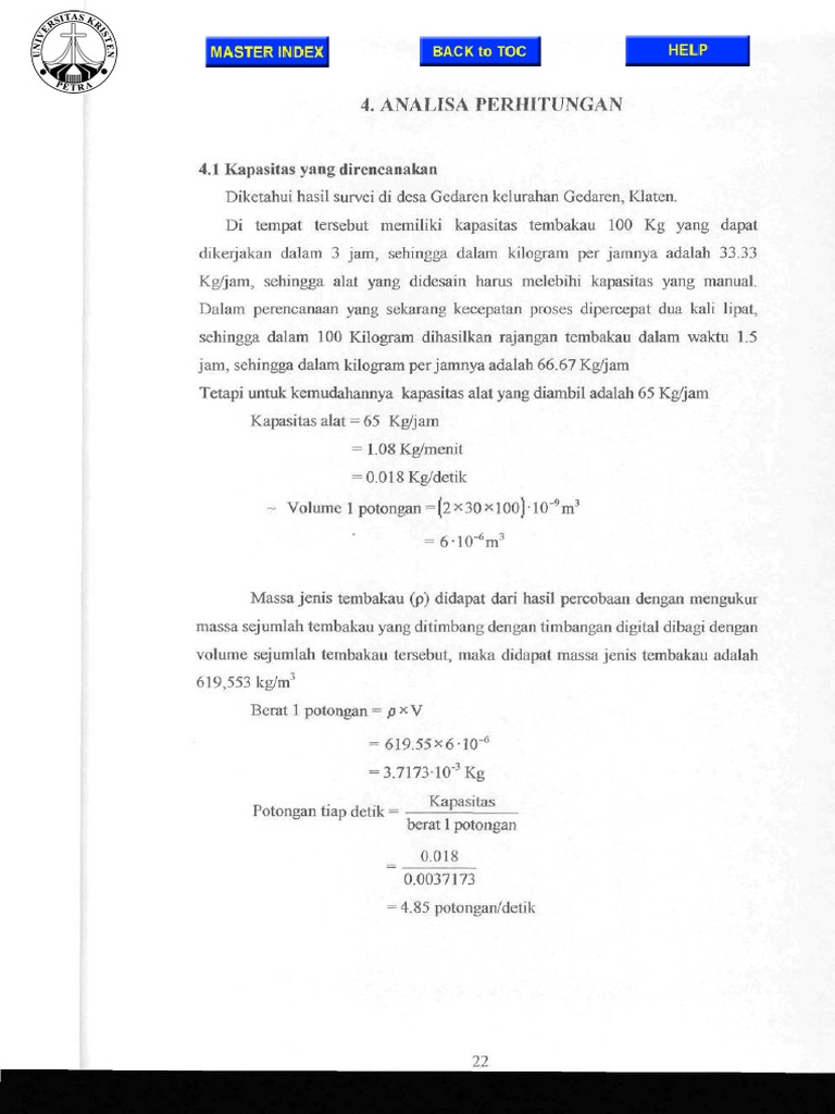 Analisa Perhitungan Mesin Tembakau | PDF